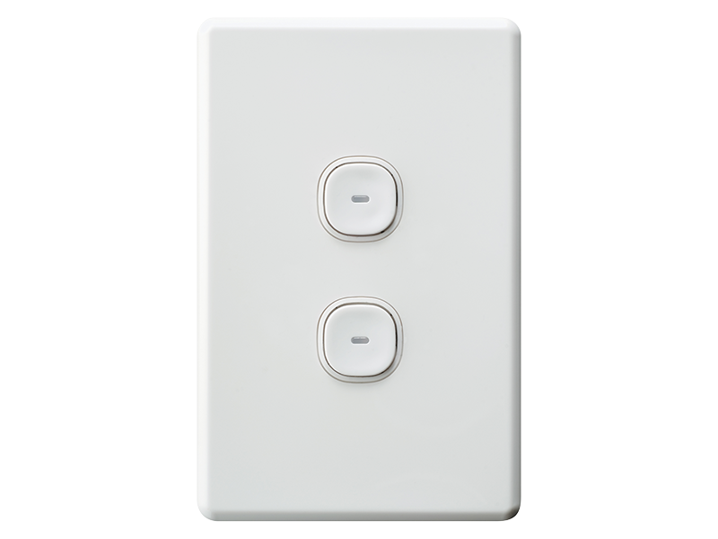 Clipsal - C2032VAPBL - Push Button Switch, Blue LED, 2 Gang, Vertical ...