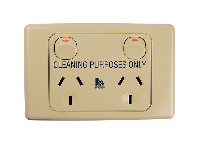 Clipsal - ML2025C - Twin Switch Socket Outlet, Medilec, 250V, 10A, 2 ...